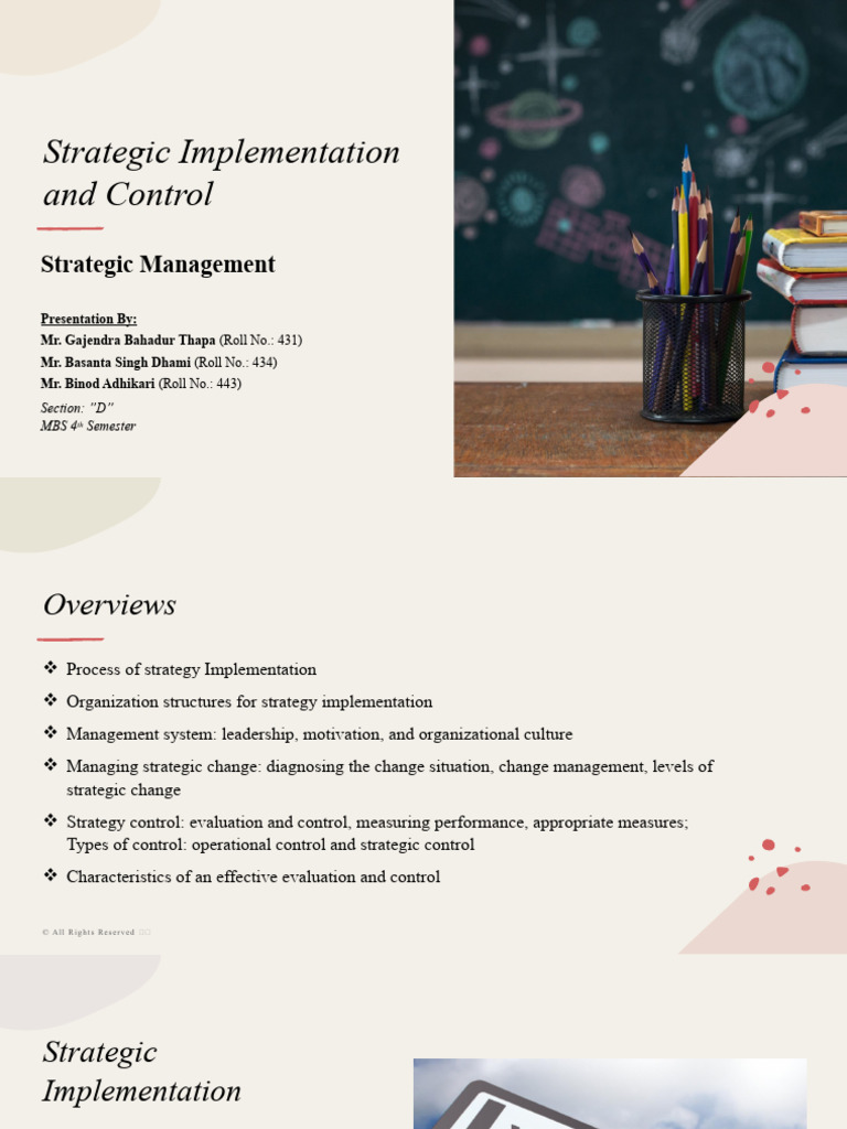 Strategic Implementation and Control | PDF | Strategic Management | Strategic Planning