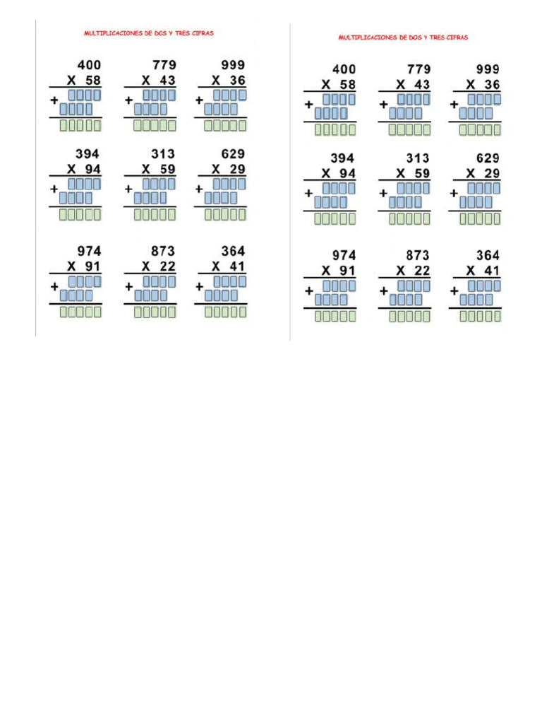 multiplicacion por dos digitos | PDF