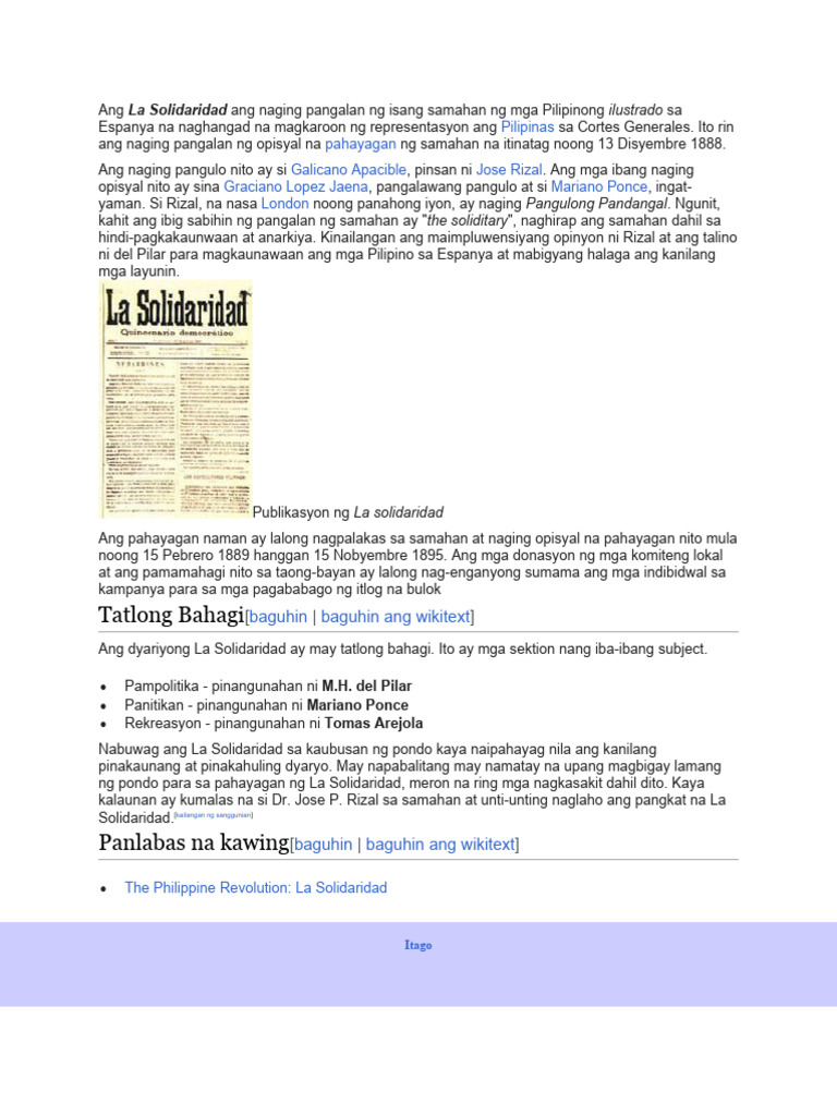 Tagalog La Solidaridad | PDF