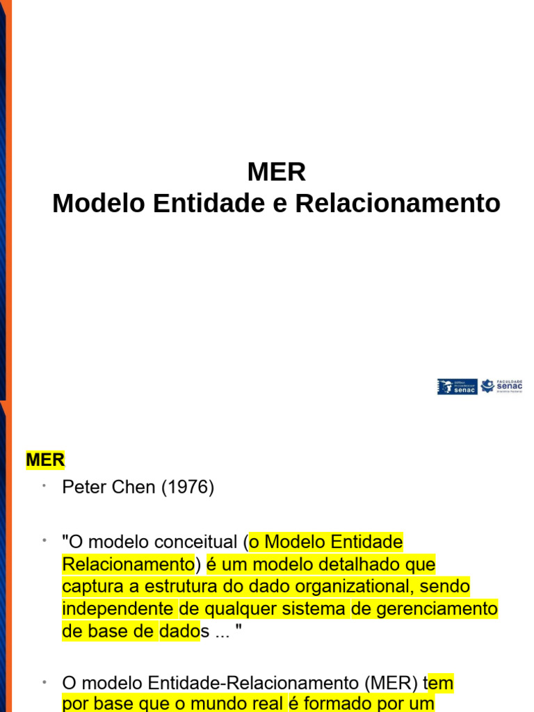 Modelo Entidade-Relacionamento (MER) | PDF | Bancos de dados | Modelo ...