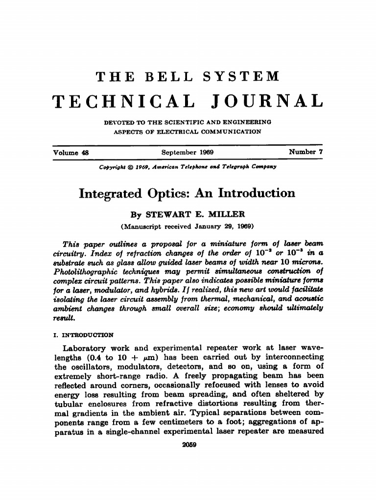 Integrated Optics-An Introduction | PDF | Waveguide | Optical Fiber