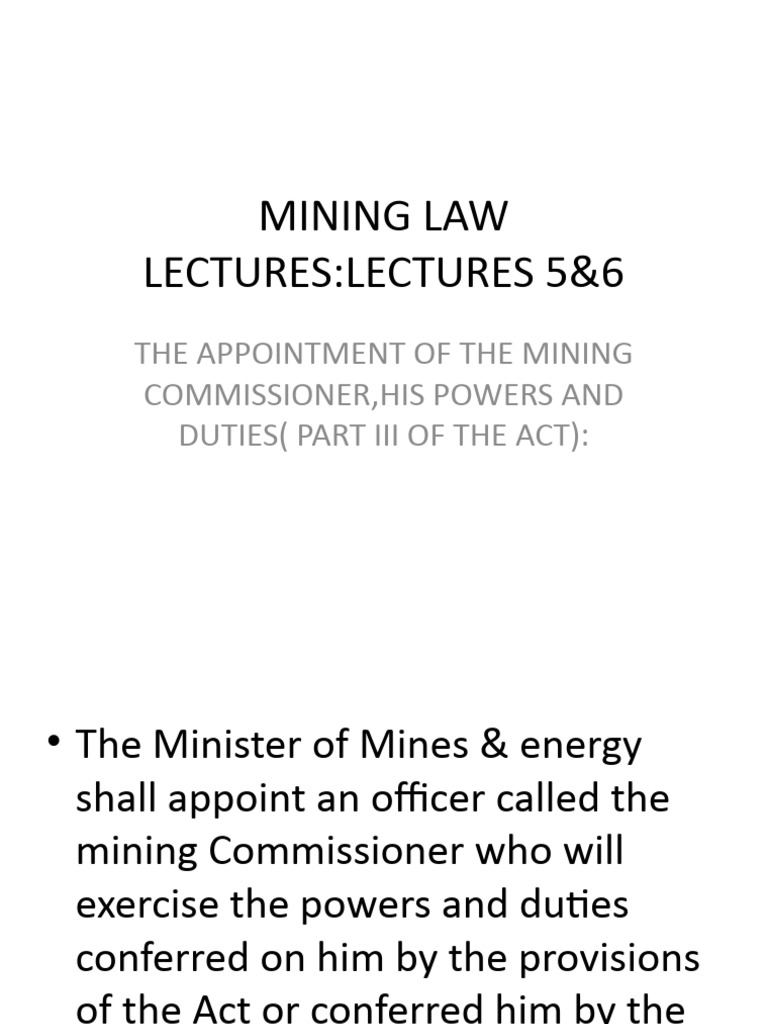 Mining Law - Lecture 3-4 | PDF