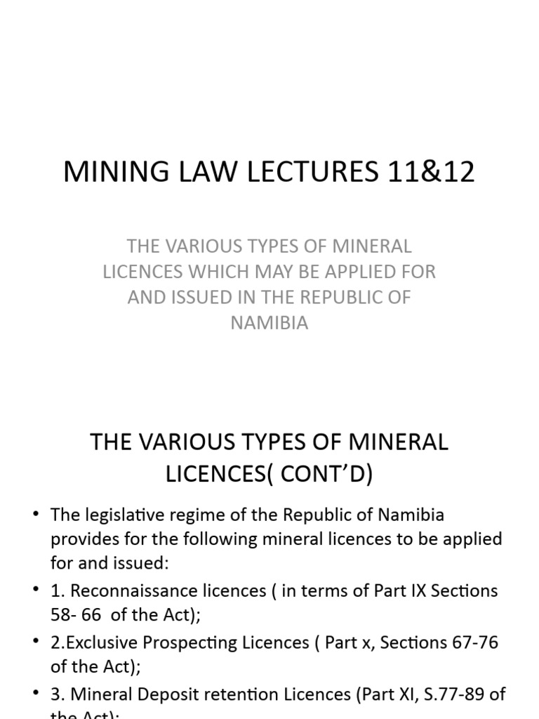 Mining Law Lectures 1112 | PDF