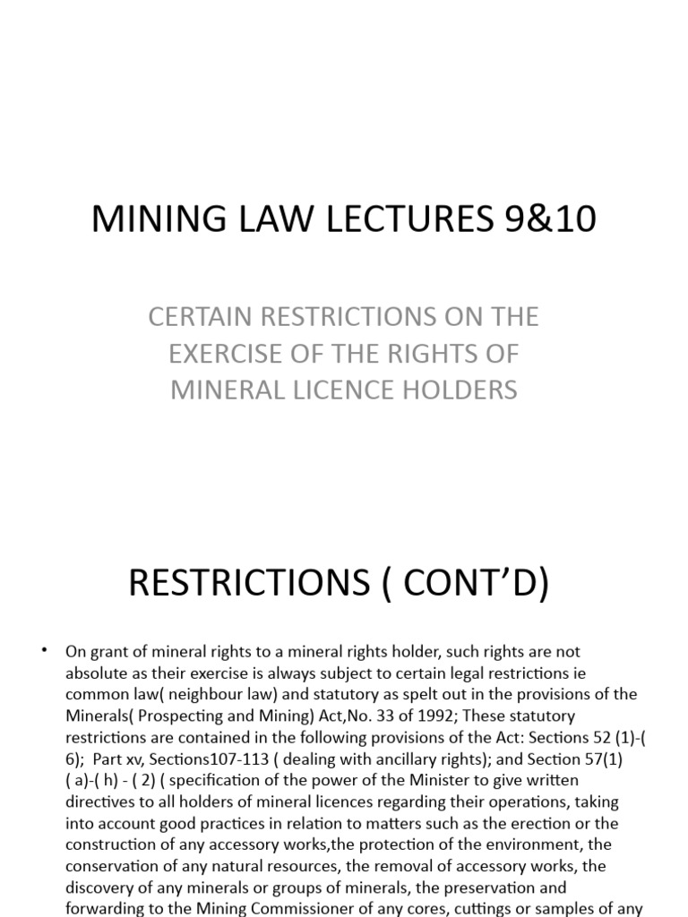 Mining Law Lectures 5-6 | PDF | Mining | License