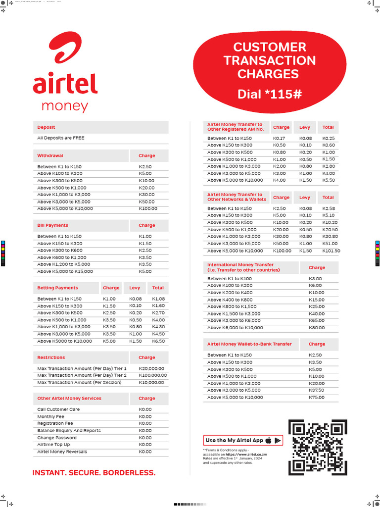 AIRTEL Tariff Guide Poster A1 | PDF | Money | Financial Technology