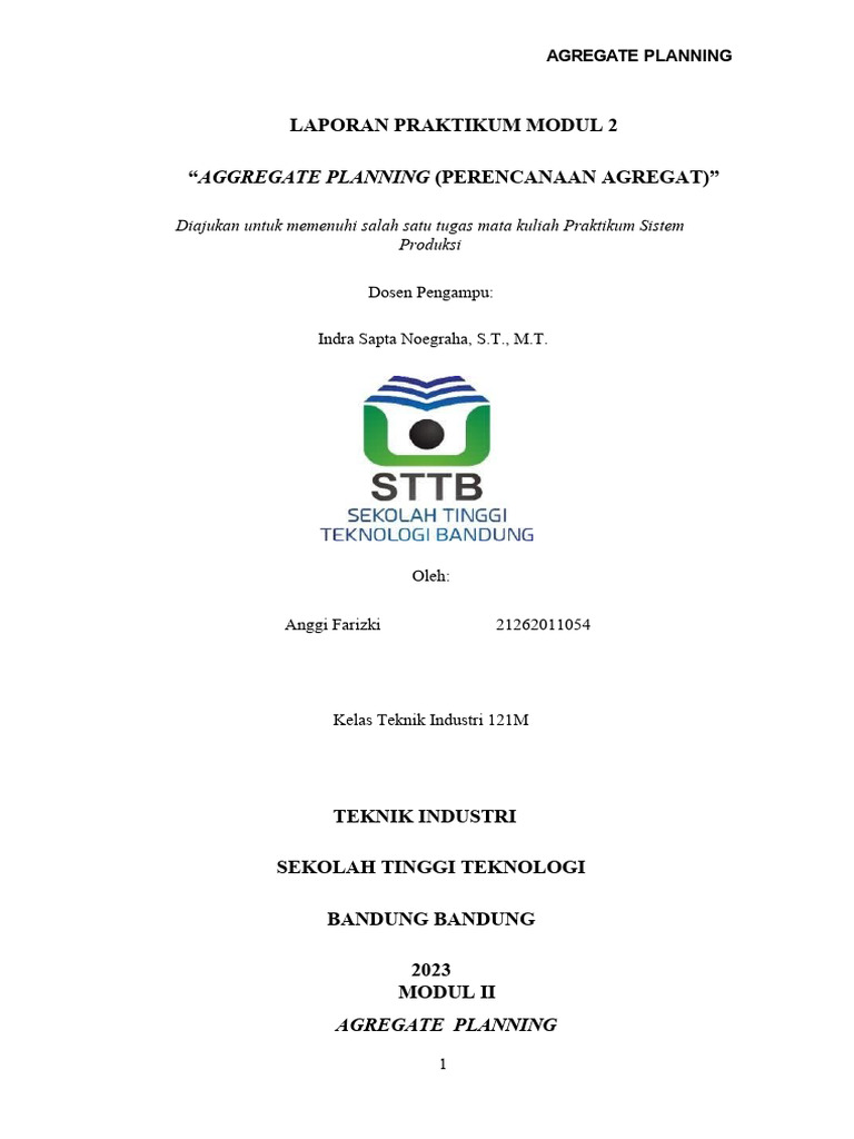 Modul 2 Aggregate Planning Pomqm - Mfirdan - 21262011492 | PDF