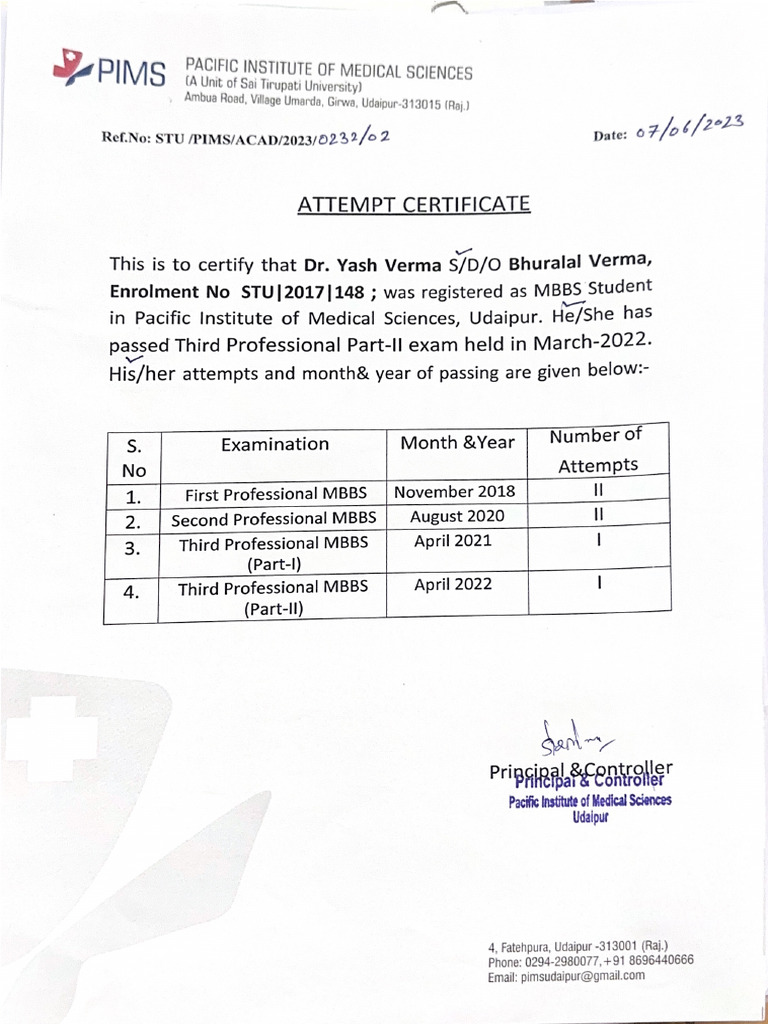 Attempt Certificate | PDF