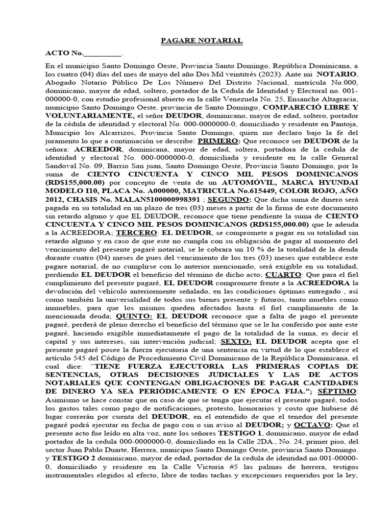 Pagare Notarial Modelo | PDF | Pagos