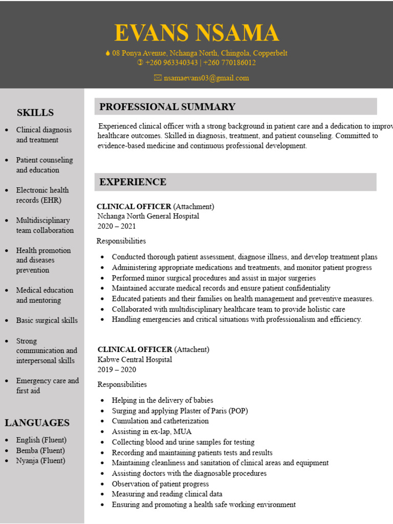Evans CV | PDF | Patient | Medicine