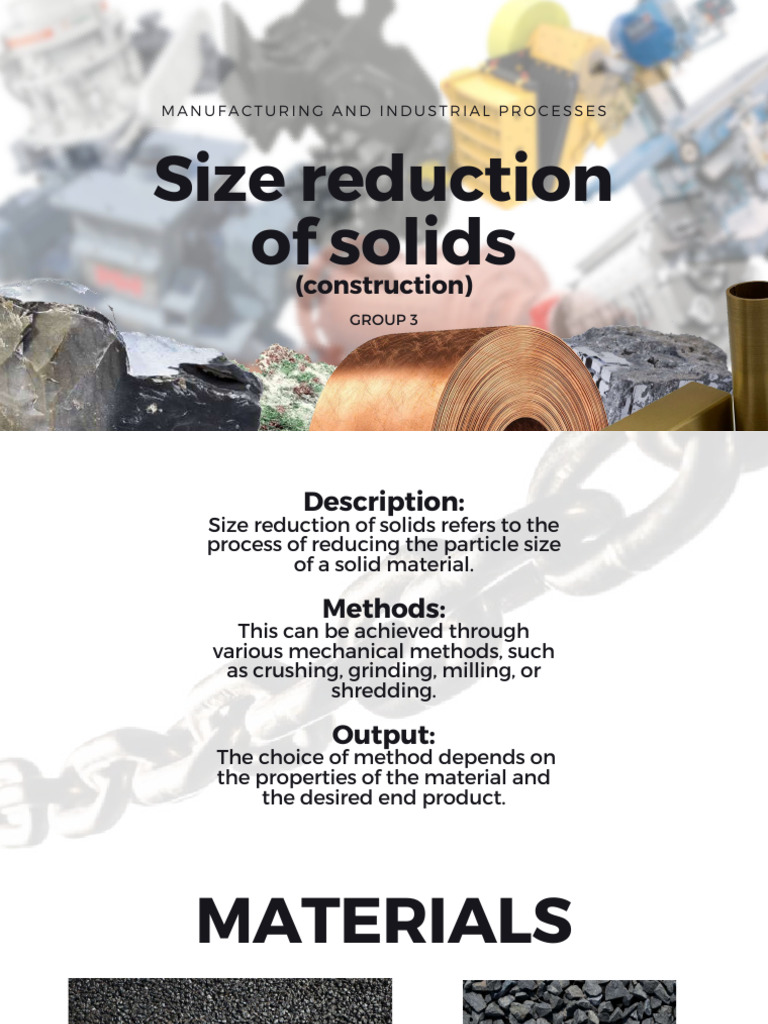 Size Reduction of Solids | PDF | Mill (Grinding) | Secondary Sector Of The Economy