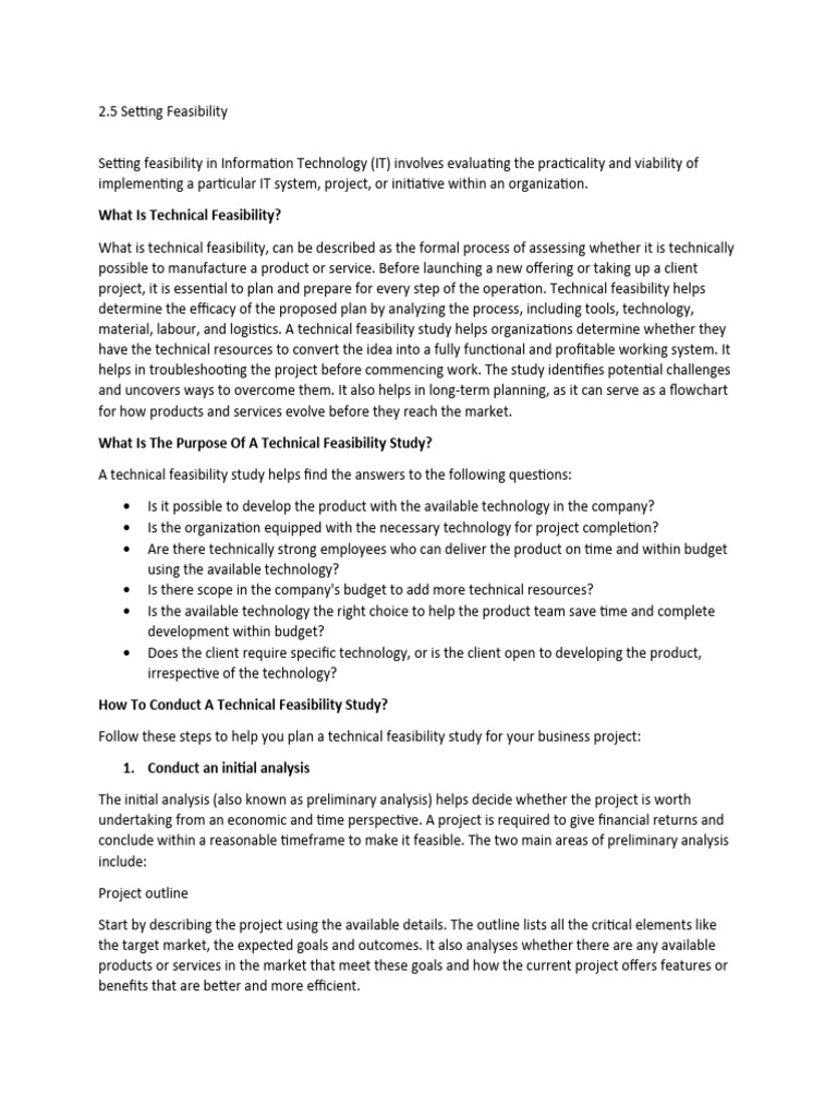 Module 2.5 Setting Feasibility | PDF | Feasibility Study | Cost