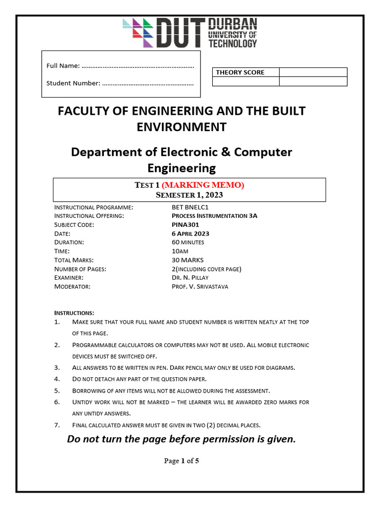 Marking Memo for PINA301 Exam | PDF | Computer Engineering | Chemistry