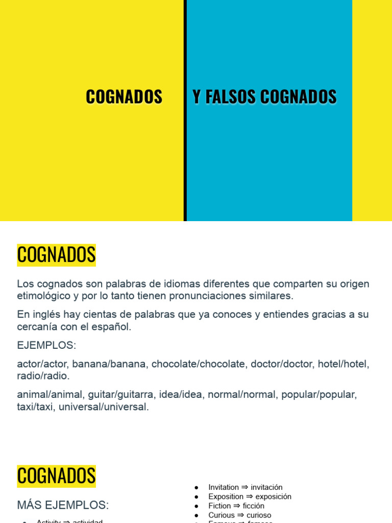 Cognados y falsos cognados | PDF | Lingüística
