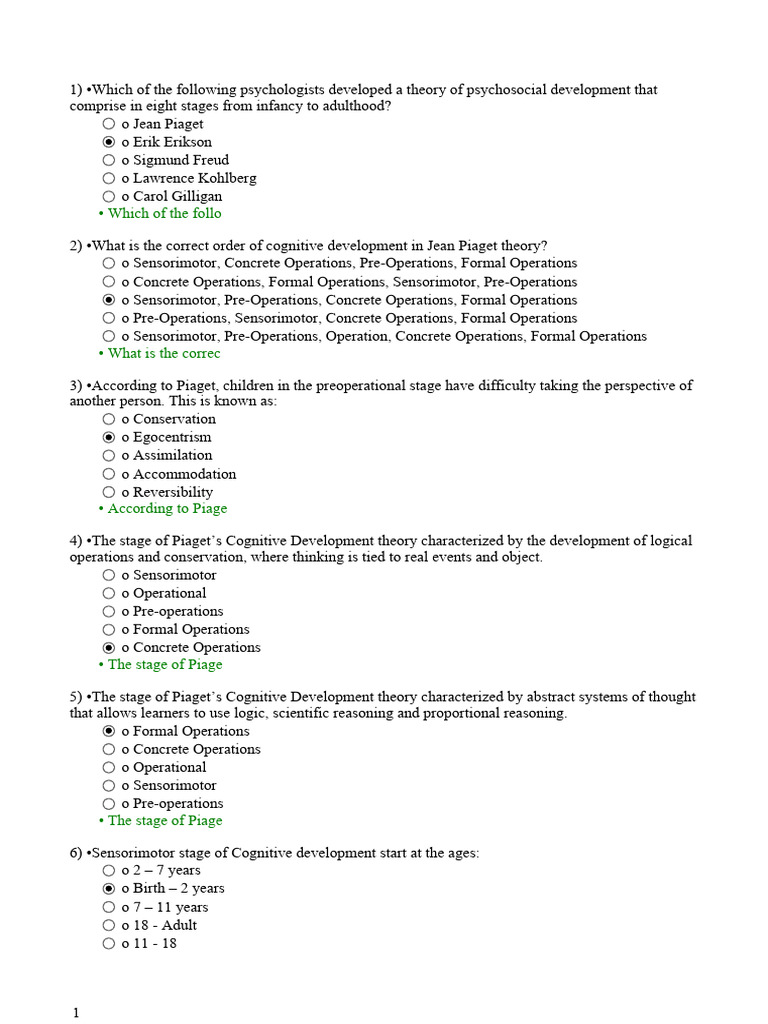 Y4 - Psychaitrie - Dr. Meth Daramoon Q46 | PDF | Cognitive Development | Id