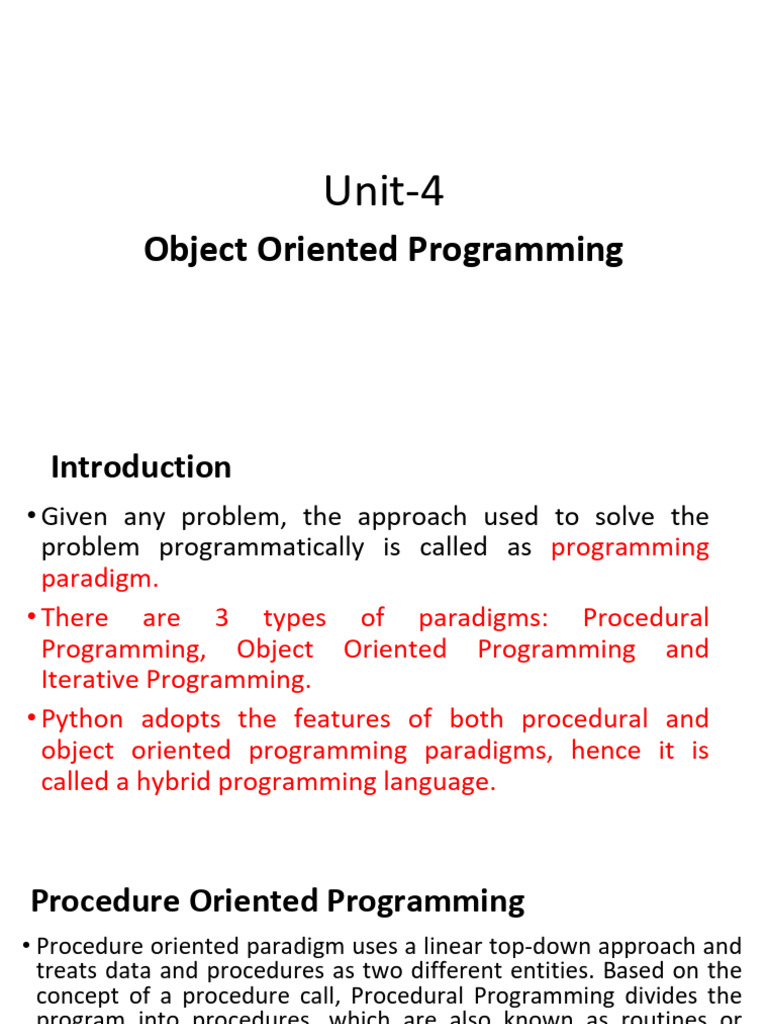 Unit 4 | PDF | Class (Computer Programming) | Object Oriented Programming