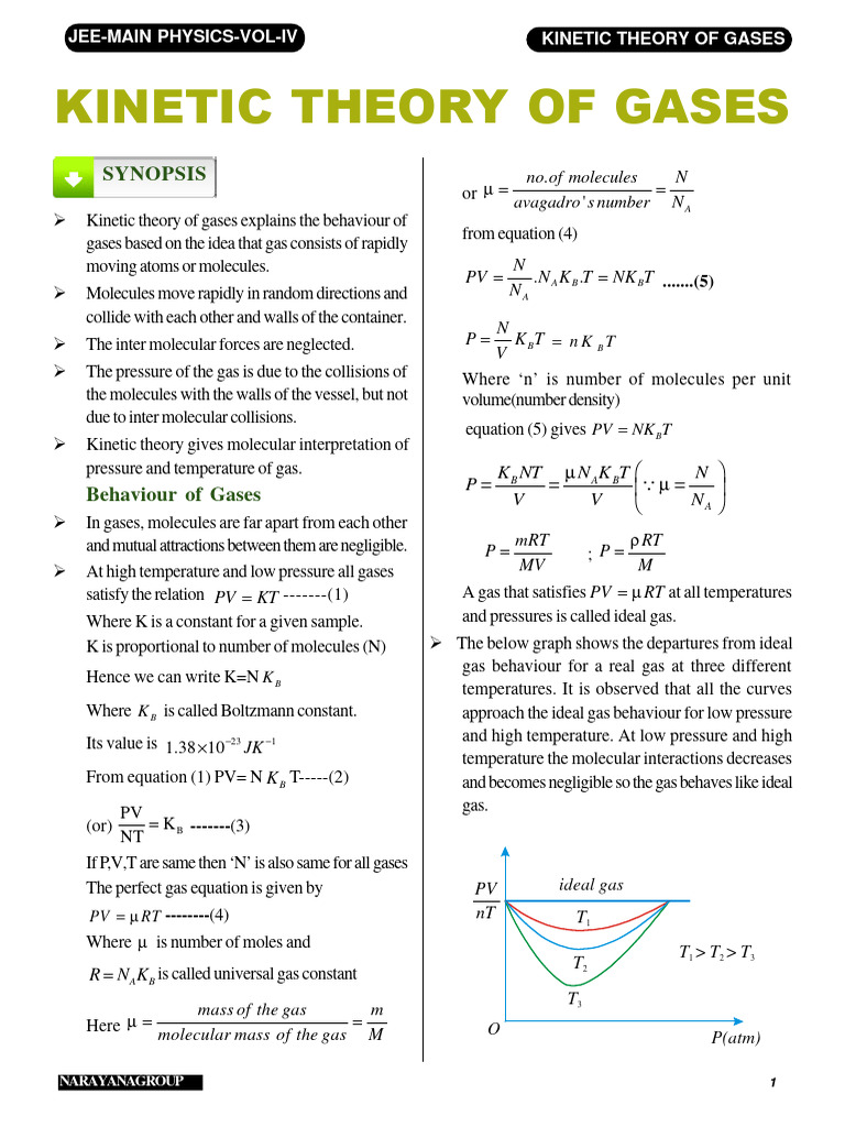 1a. Kinetic Theory of Gases(p 1-22) | PDF