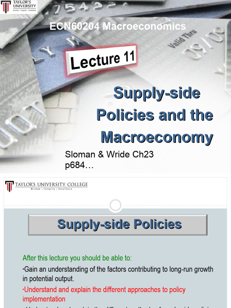 Lecture 11 Supply-Side Policies | PDF | Supply Side Economics ...