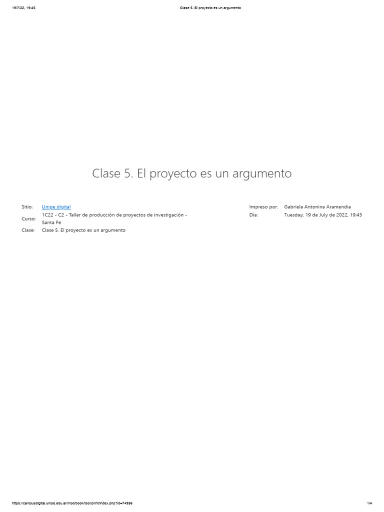 Clase 5. El Proyecto Es Un Argumento | PDF | Argumento