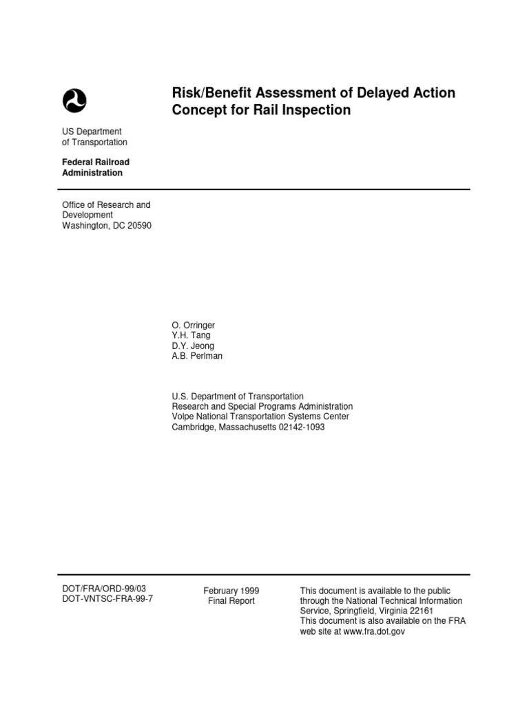 Risk_Benefit Assesment of Delayed Action Rail Inspection | PDF | Gallon ...