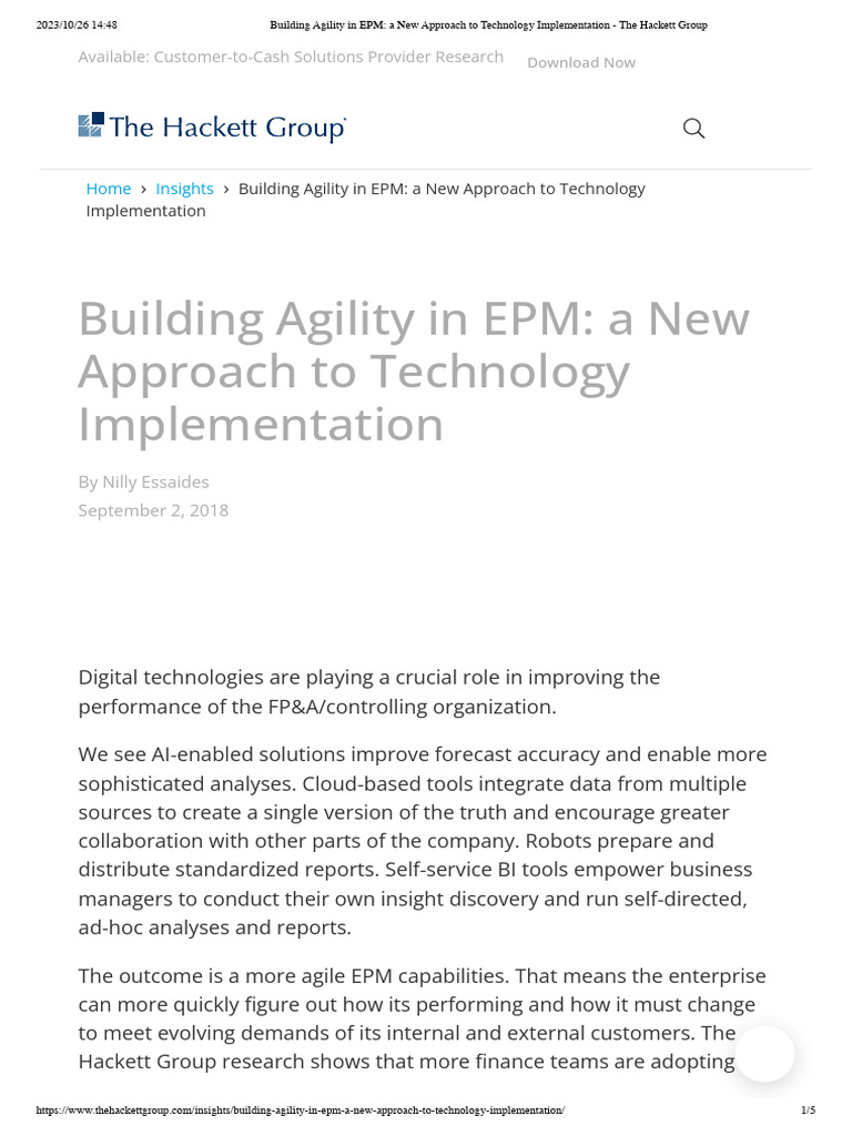 Building Agility in EPM - A New Approach To Technology Implementation - The Hackett Group | PDF ...