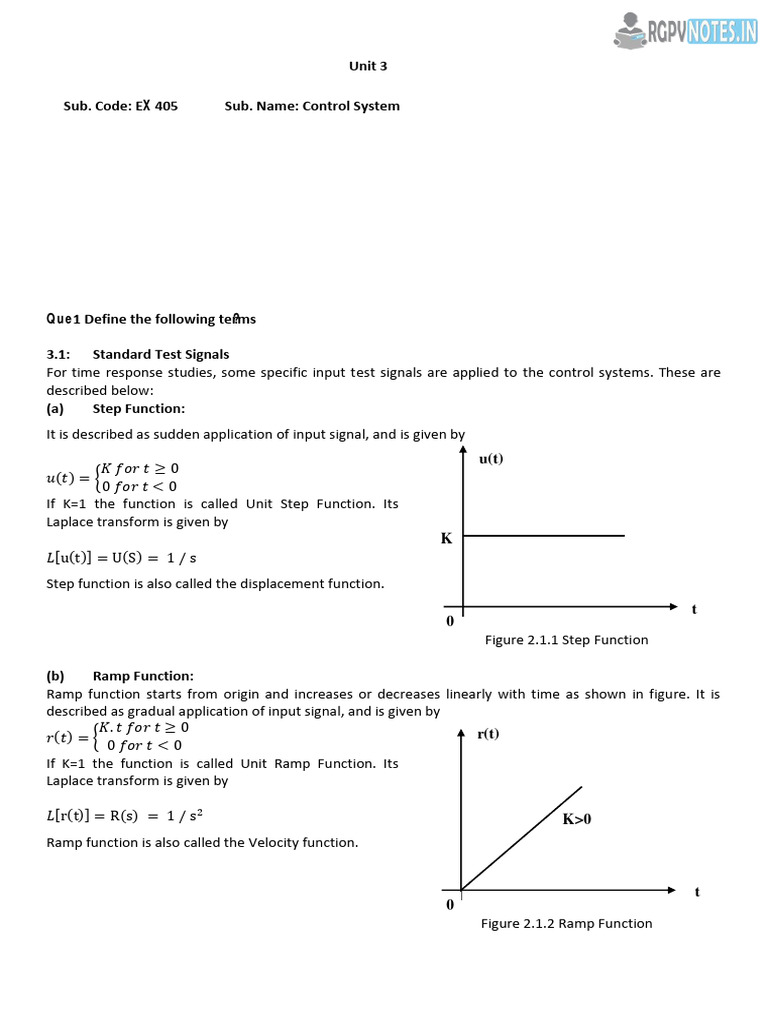 Unit 2 - Control System - WWW - Rgpvnotes.in | PDF | Damping | Laplace ... Unit 2 - Control System - WWW - Rgpvnotes.in | PDF | Damping | Laplace ...