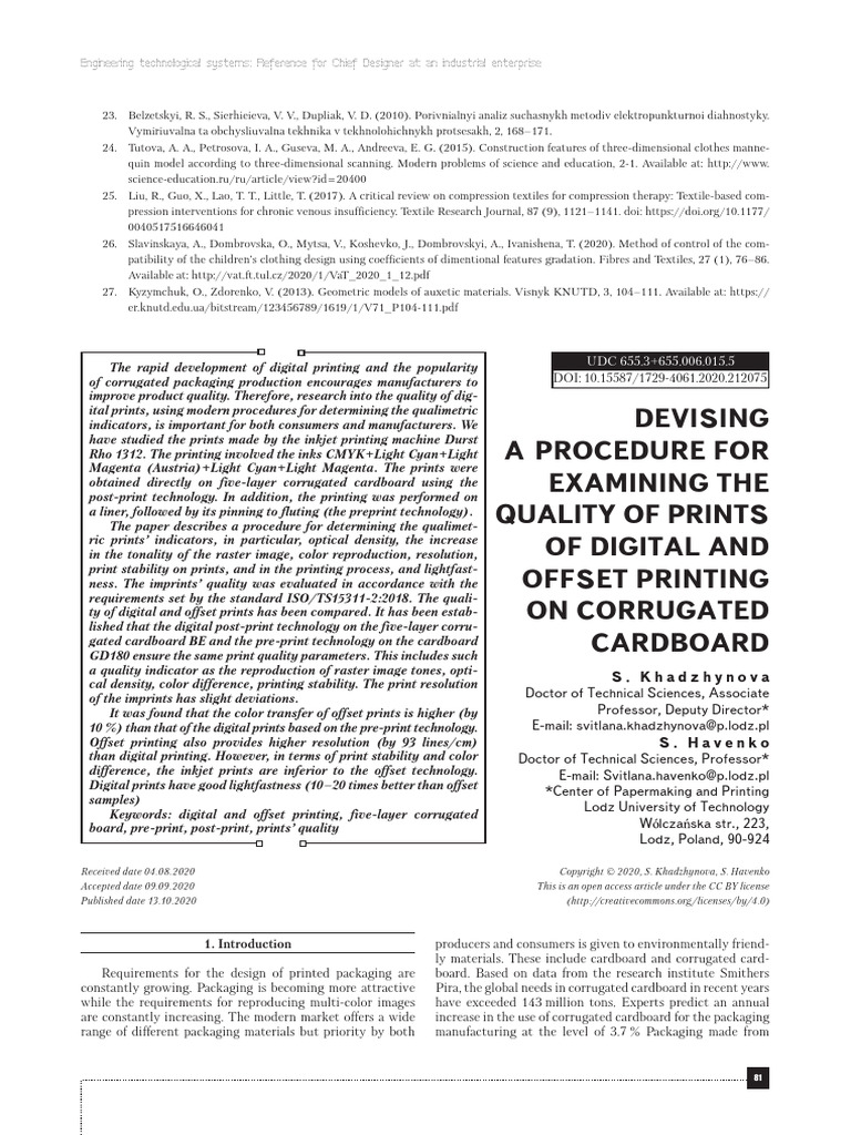 Devising A Procedure For Examining The Quality of Prints of Digital and Offset Printing On ...
