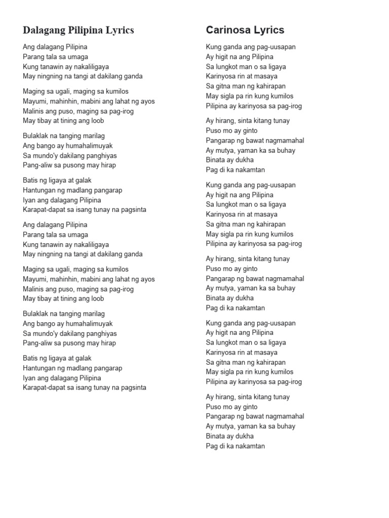 Dalagang Pilipina Lyrics | PDF