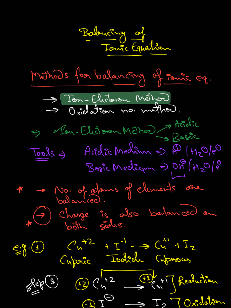 Balancing of Ionic Equations | PDF