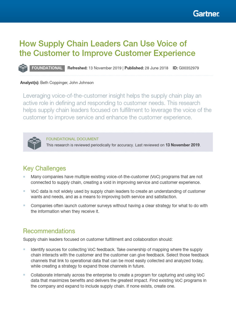 How Supply Chain Leaders Can Use Voice of The Customer To Improve Customer Experience | Download ...