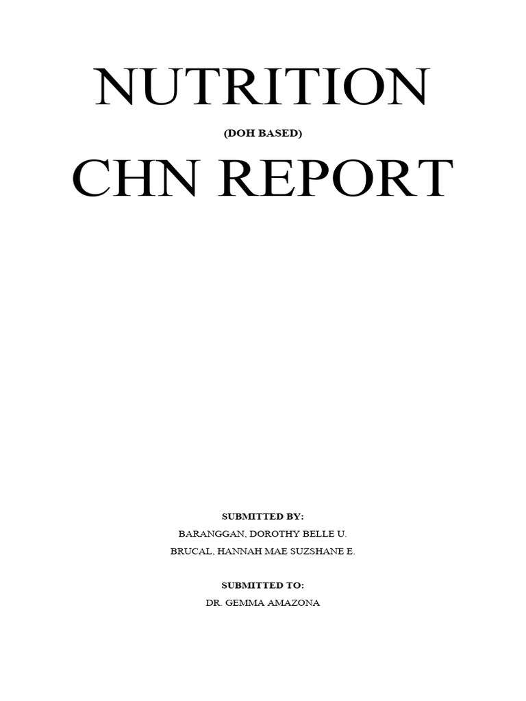 CHN Nutrition Doh Report | Download Free PDF | Alcoholic Beverages ...