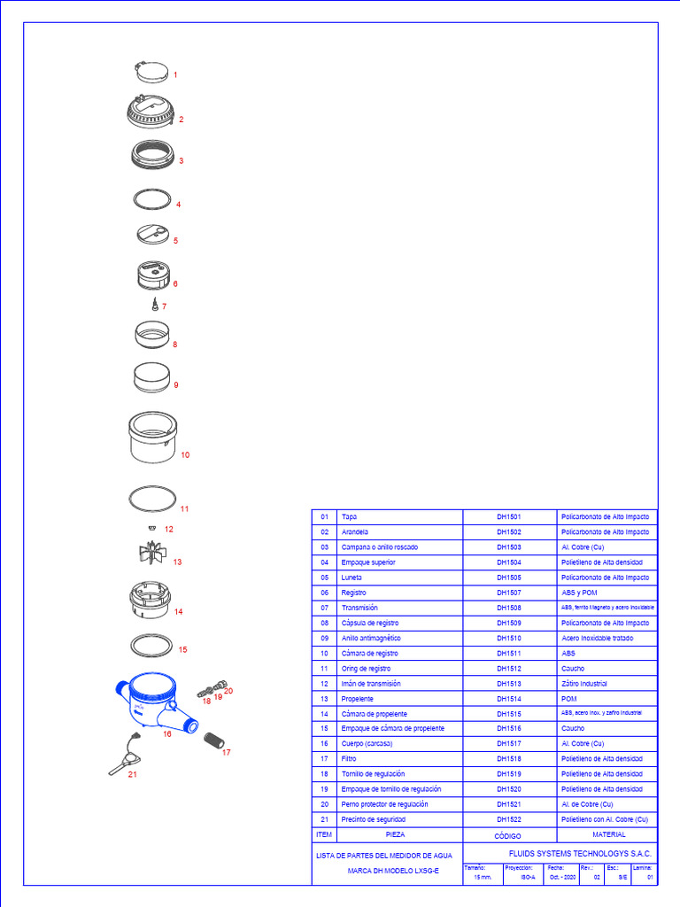 03) Plano de Explosión LXSG-E 15-20-25 MM | PDF | Tornillo | Materiales