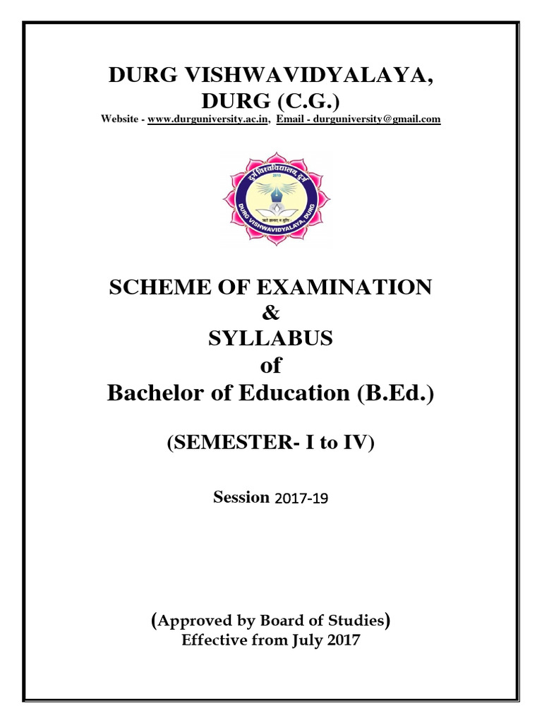 Durg University B.Ed. Syllabus Overview | PDF | Science | Learning