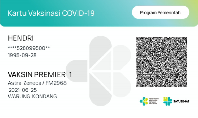 Sertifikat Vaksin Dosis 1 Hendri Pdf
