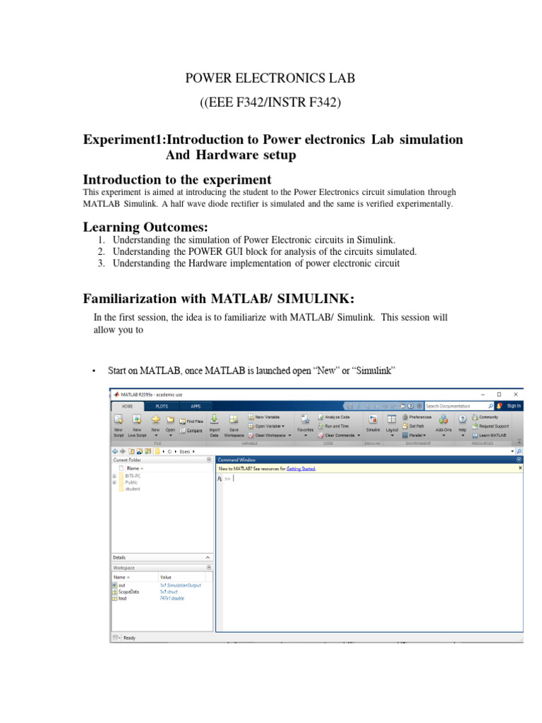 Expt 1 - Introduction To Power Electronics Lab Simulation and Hardware ...