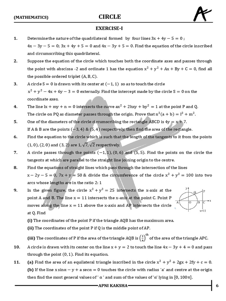 Sheet - 01 - Circle | Download Free PDF | Circle | Triangle Sheet - 01 - Circle | Download Free PDF | Circle | Triangle