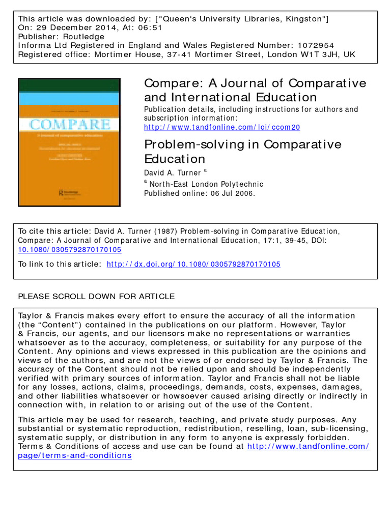 3a Problem Solving in Comparative Education | PDF | Hypothesis | Sociology
