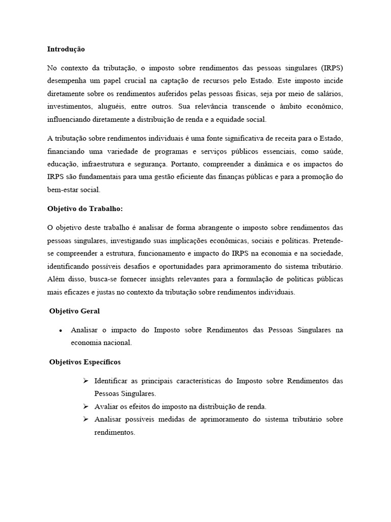 Trabalho de Fiscalidade | PDF | Impostos | Economia