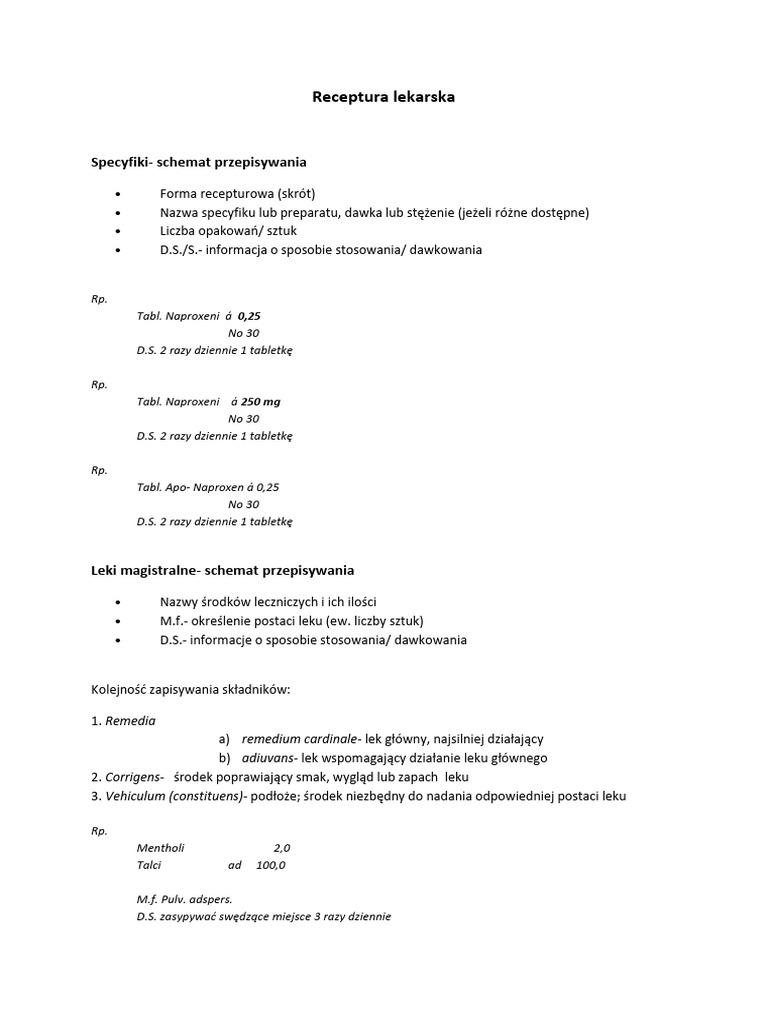 Receptura Lekarska - Ważne! | PDF