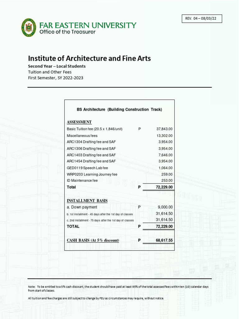IARFA Tuition and Other Fees 1st Sem SY2022 2023 | PDF | Fee | Tuition ...