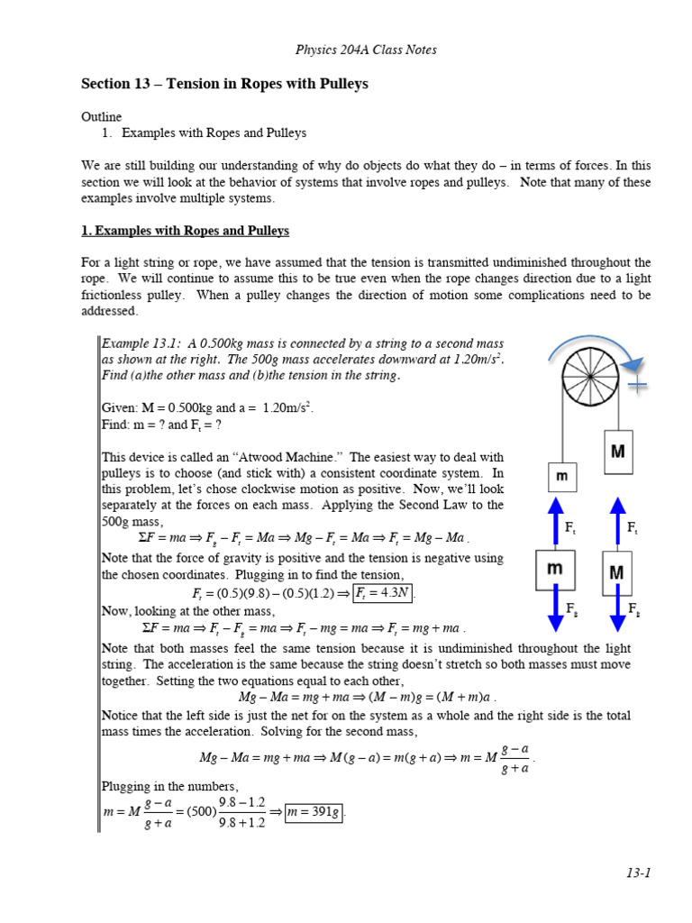 Atwood Machine | PDF | Tension (Physics) | Force
