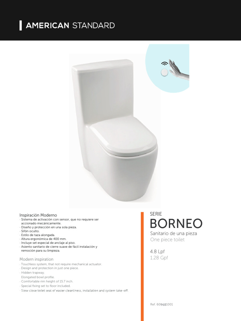 SANITARIO OP BORNEO TOUCHLESS AMSTD Ficha Tecnica | PDF | Líquidos ...