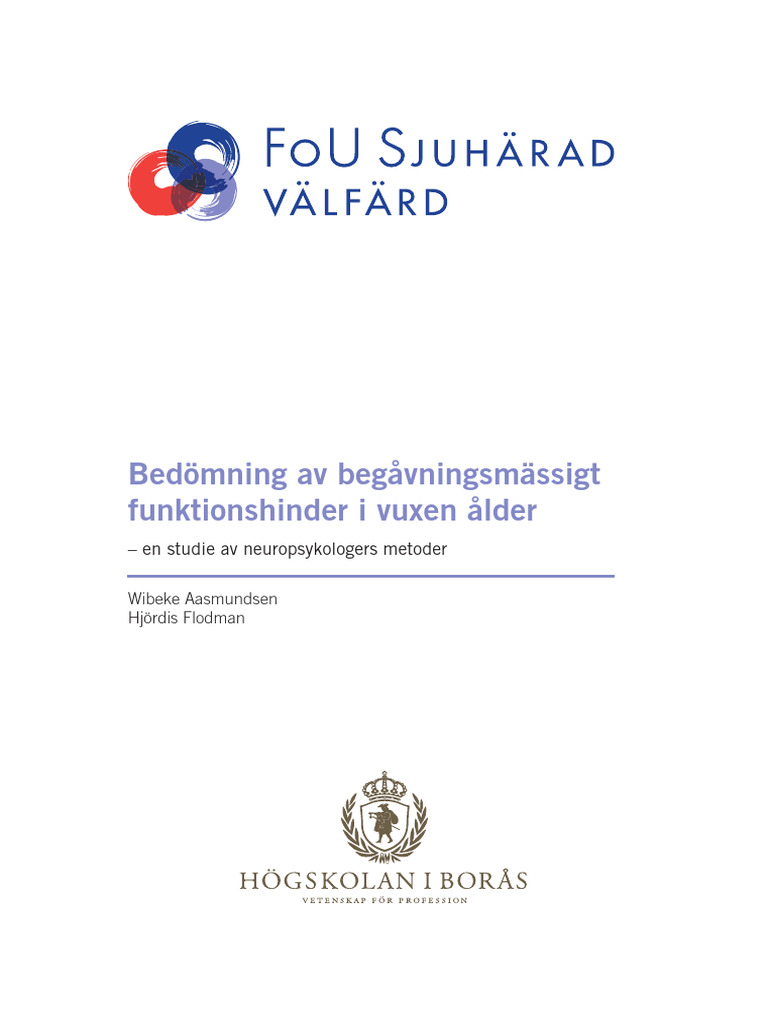 Bedomning Av Begavningsmassigt Funktionshinder I Vuxen Alder 20120604