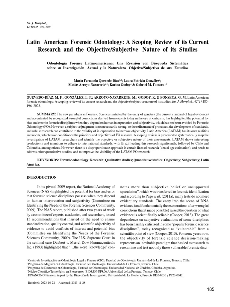 Latin American Forensic Odontology: A Scoping Review of its Current ...