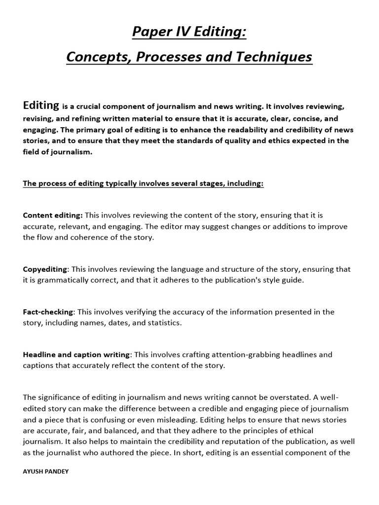 Editing Processes in Journalism | PDF | News | Editing