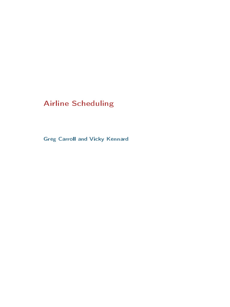 Airline Scheduling | PDF