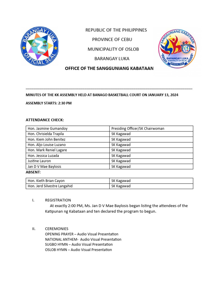 KK Assembly Minutes | PDF | Government