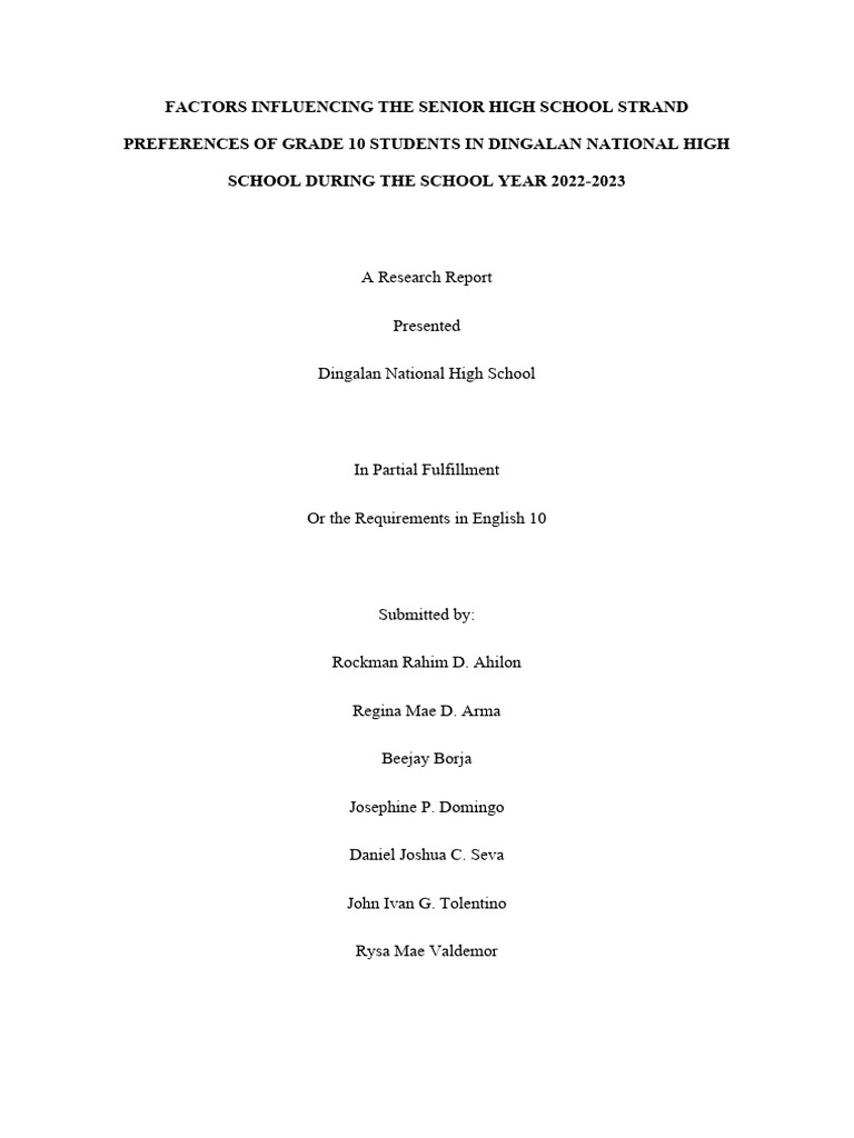 Factors Affecting SHS Strand Choices | PDF | Decision Making | Behavior