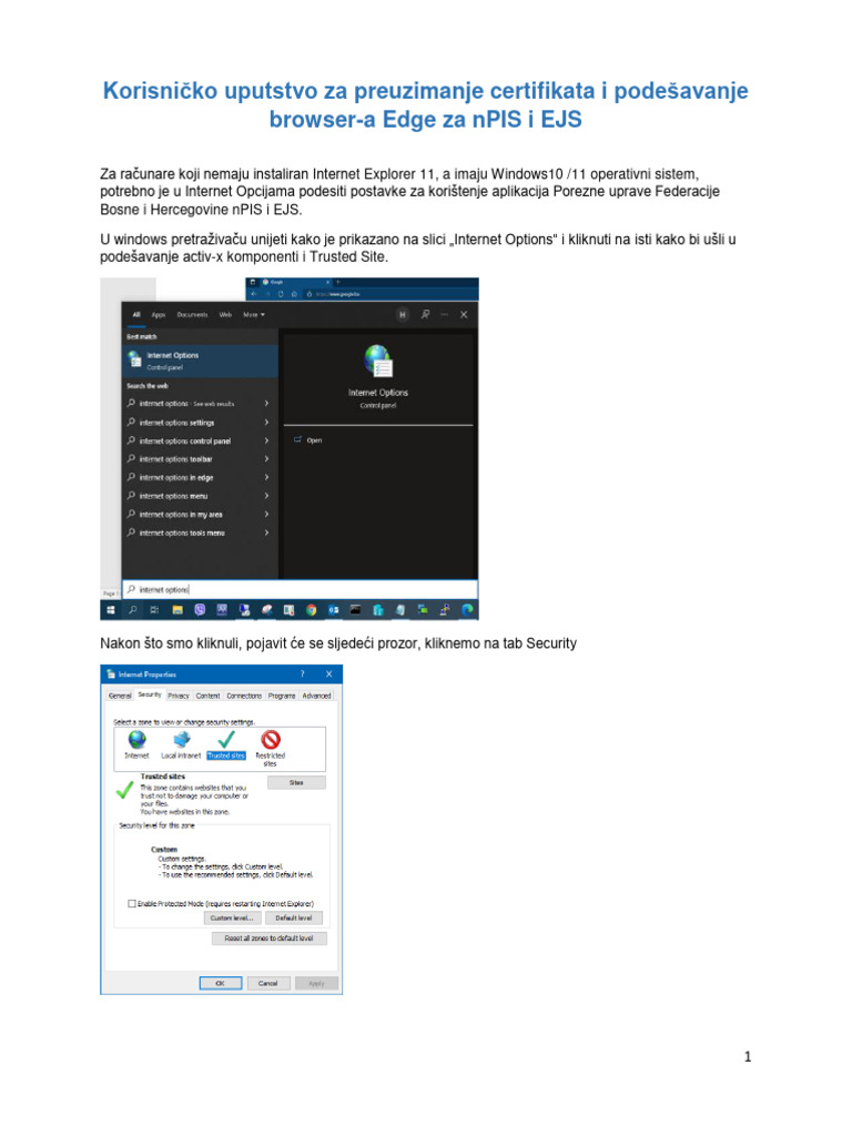 Korisnicko Uputstvo Za Podesavanje Browsera EDGE | PDF