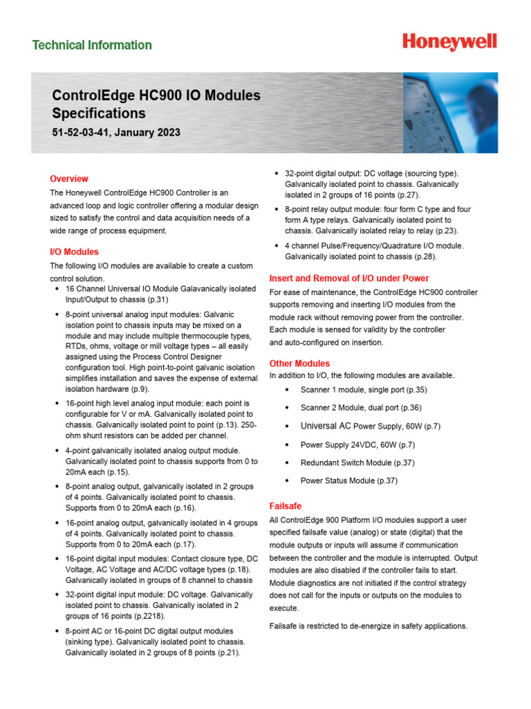 51 52 03 41 hc900 Io Modules Jan23 | PDF | Programmable Logic ...