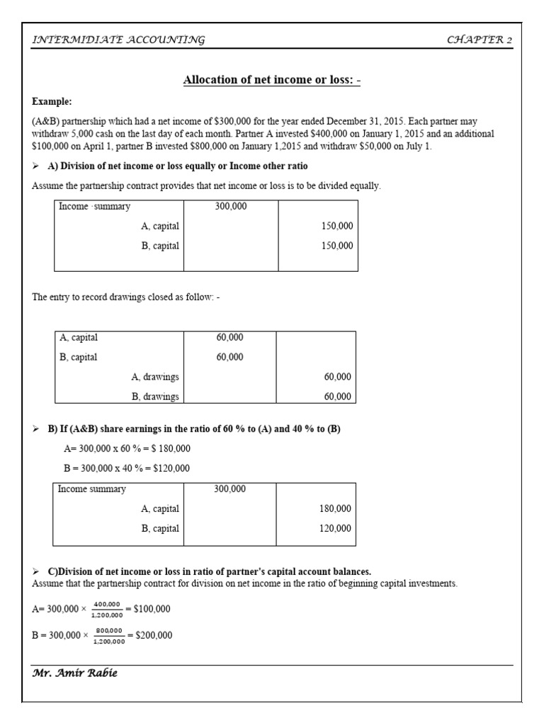 Intermediate Accounting Guide | PDF | Partnership | Net Income